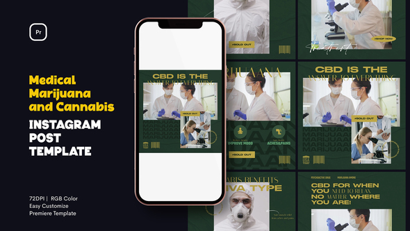 Medical Marijuana and Cannabis Instagram Post, Premiere Pro Templates