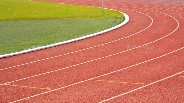 Curve lines pattern background of red synthetic running tracks and ...