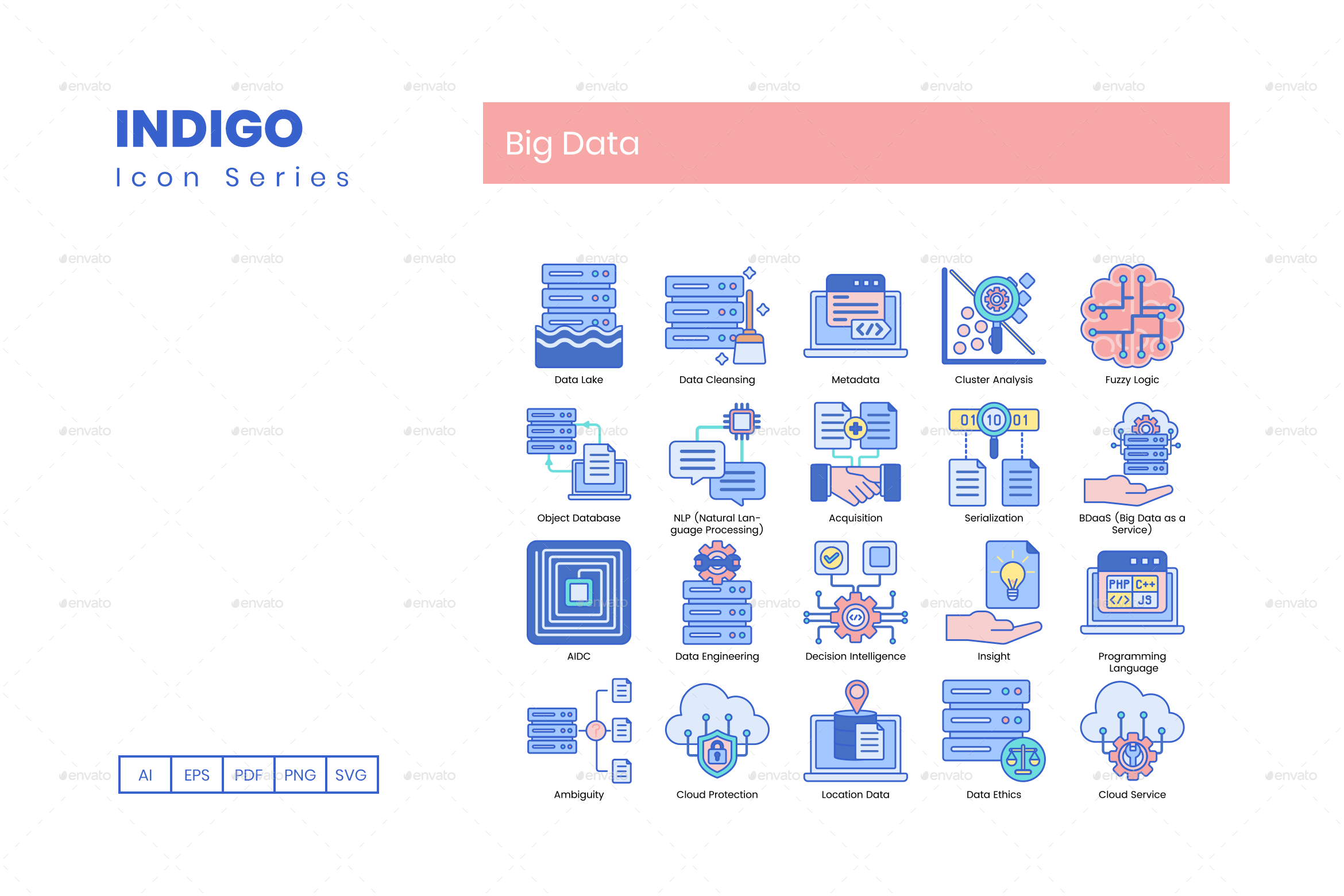 80 Big Data Icons | Indigo Series, Icons | GraphicRiver