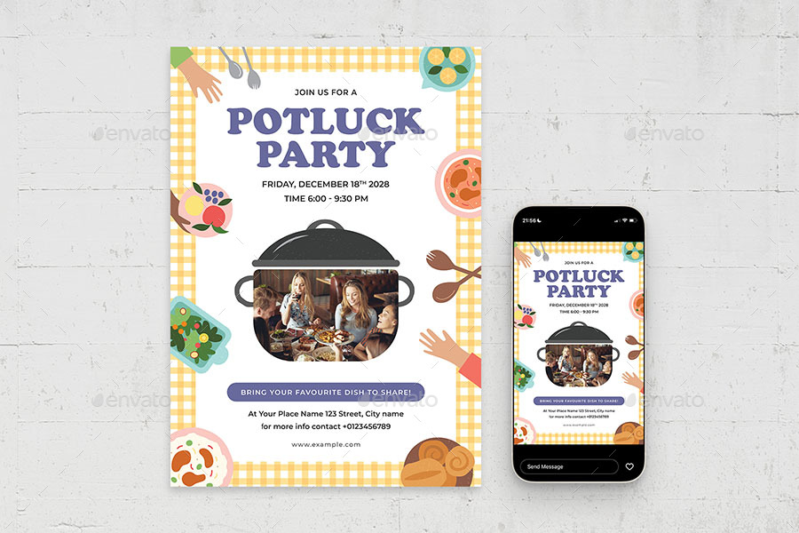 Potluck Flyer Template, Print Templates | GraphicRiver