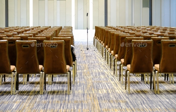 Handle microphone in meeting room backgrounds, conference hall in ...