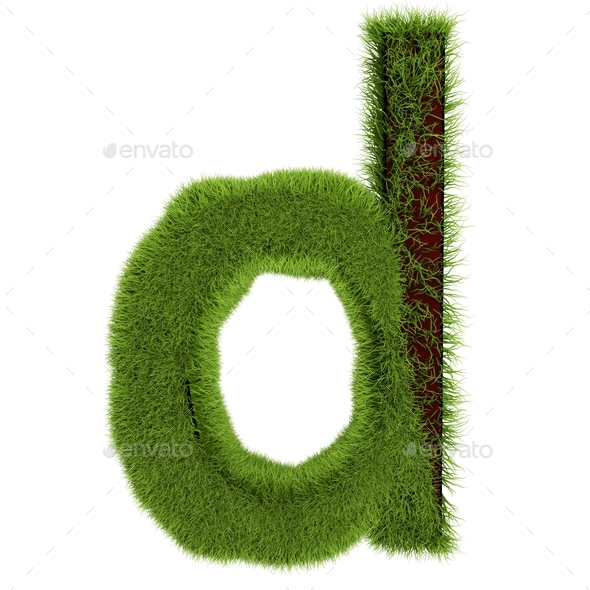 Green Grass Letter D isolated On White Background. Font For Your Design ...