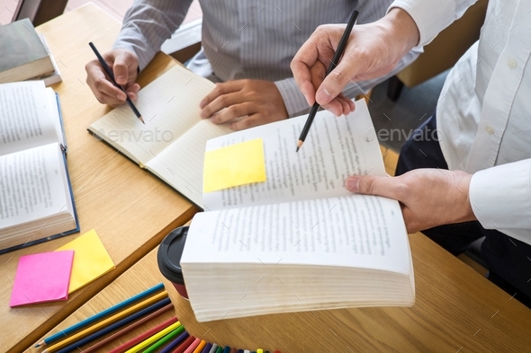 Group of young people learning studying new lesson to knowledge in ...