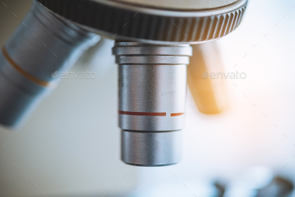 close-up Microscope for laboratory research. Photo of a medical ...