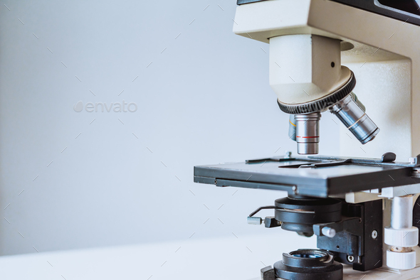 close-up Microscope for laboratory research. Photo of a medical ...