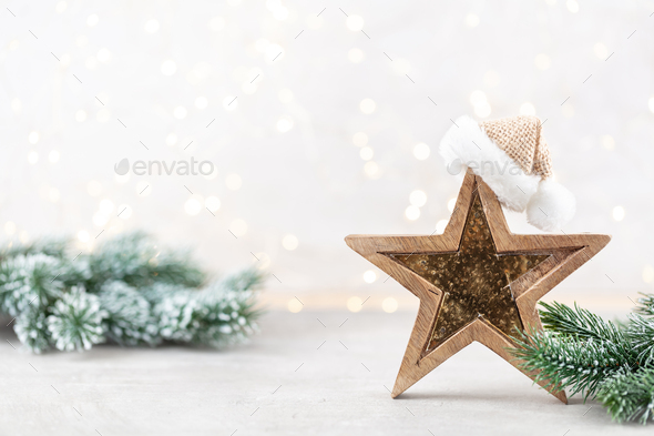 Christmas background with christmas star, front view with copy space ...