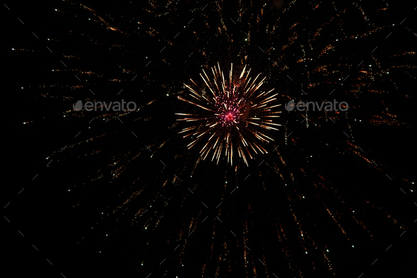 Beautiful firework on night sky background, colorful fireworks broken ...