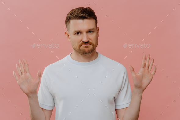 Young unhappy man refusing proposition and showing denial sign Stock ...