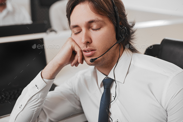 Male agent sleeping in workplace Stock Photo by kegfire | PhotoDune