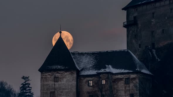 Full Moon over Castle Tower, Stock Footage | VideoHive
