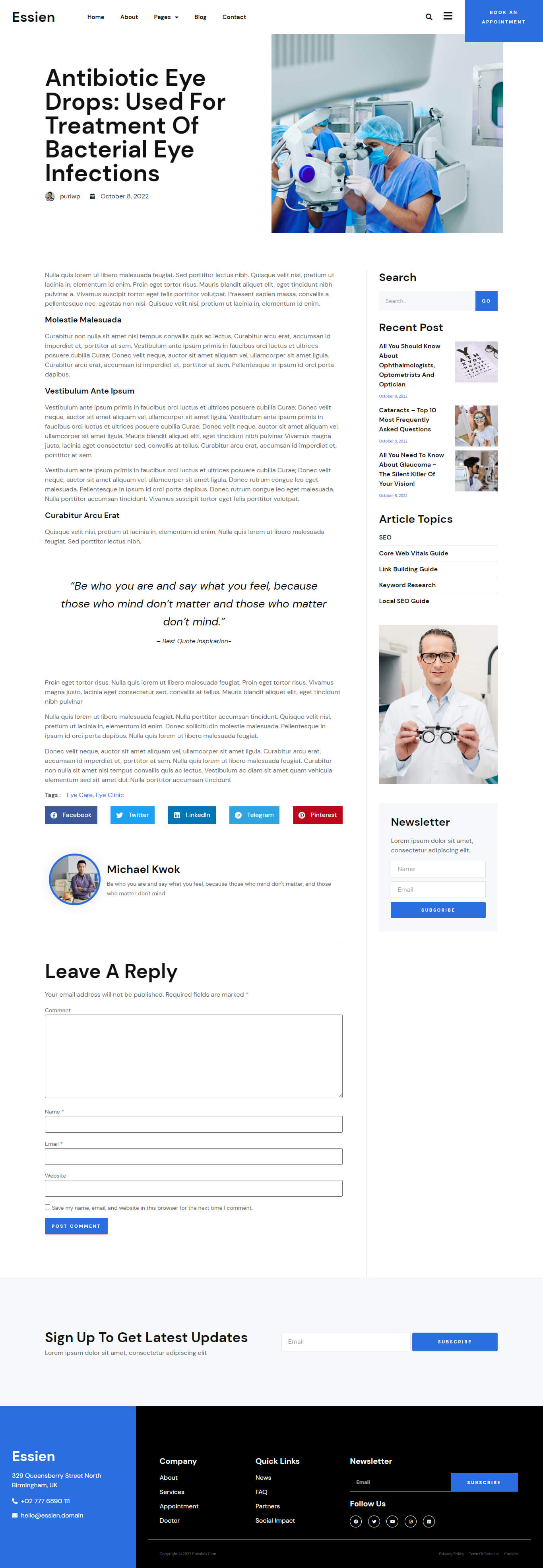 Essien - Eye Care Clinic Elementor Template Kit by envalab | ThemeForest