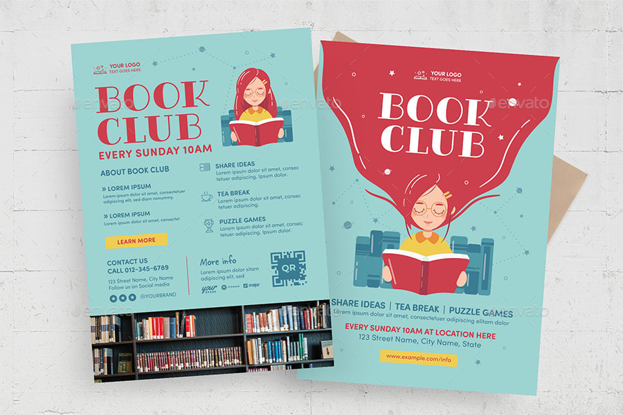 Book Club Flyer Template, Print Templates | GraphicRiver