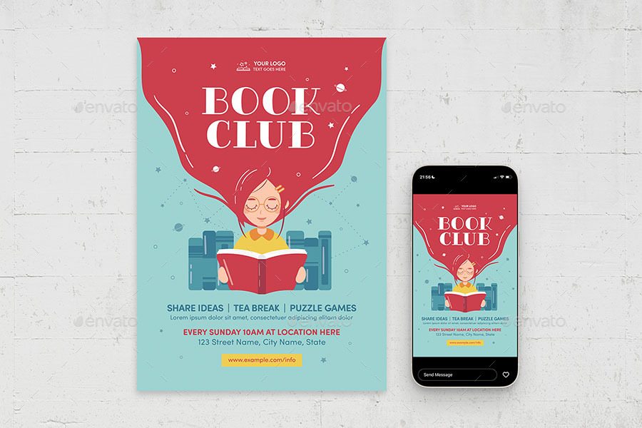 Book Club Flyer Template, Print Templates | GraphicRiver