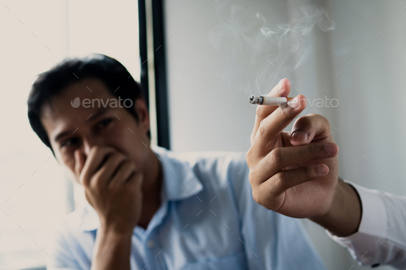 World No Tobacco Day in May, stop smoking and against concept, young ...