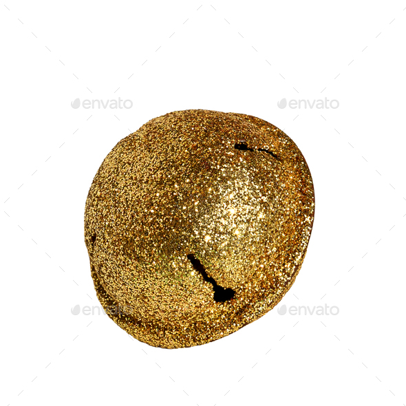 Gold glitter covered jingle bell isolated cutout Stock Photo by JulieAlexK