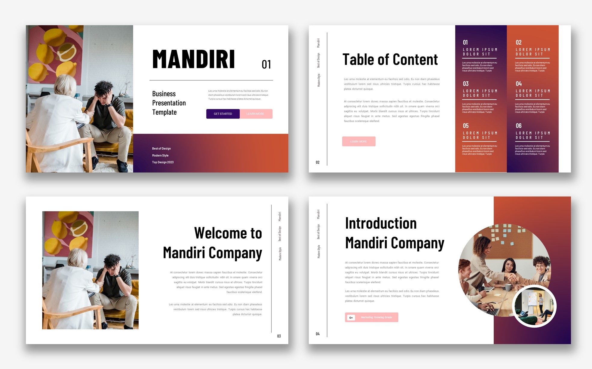 Mandiri - Navy Maroon PowerPoint Business Template, Presentation Templates