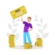 Man Receiving Money Prize in Lottery Flat Cartoon, Vectors | GraphicRiver