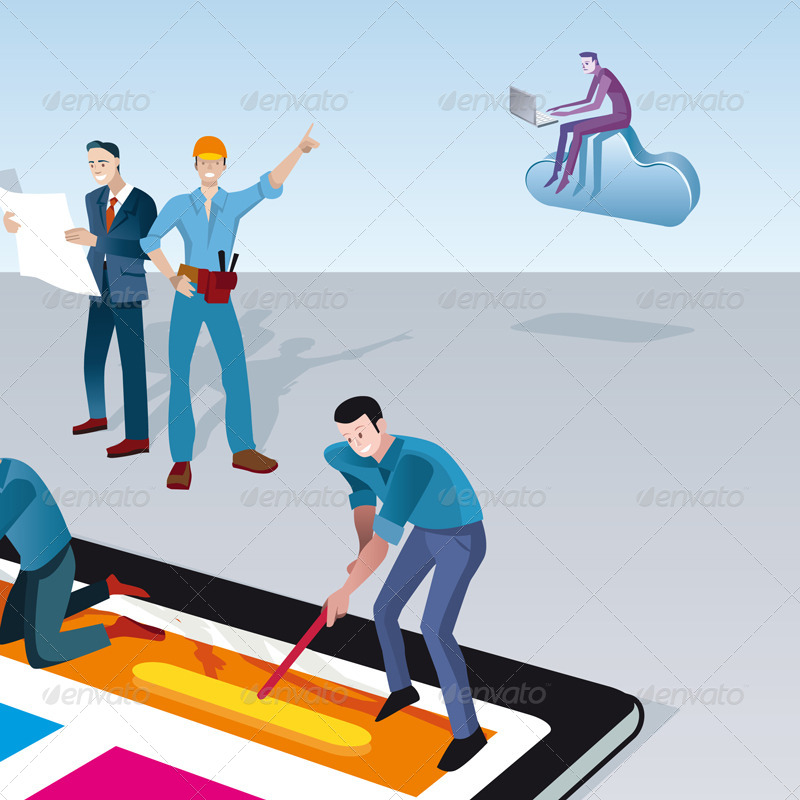 People Creating Digital Tablet Content, Vectors | GraphicRiver