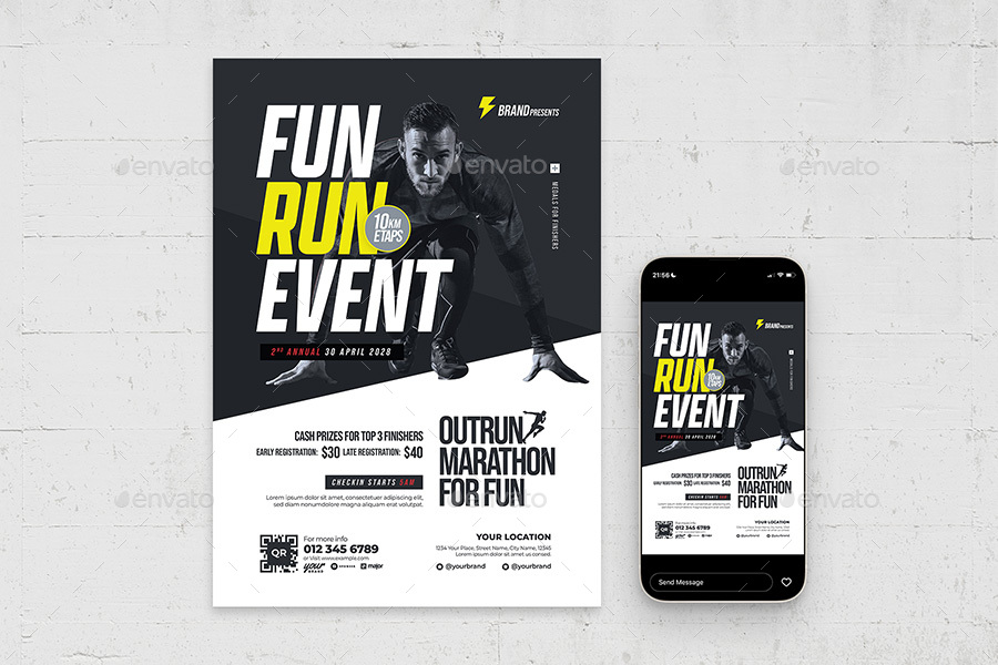 Running Events Flyer Template, Print Templates | GraphicRiver