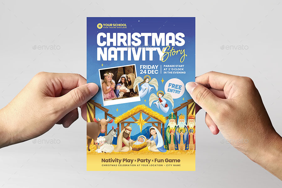 Christmas School Nativity Flyer Template, Print Templates | GraphicRiver