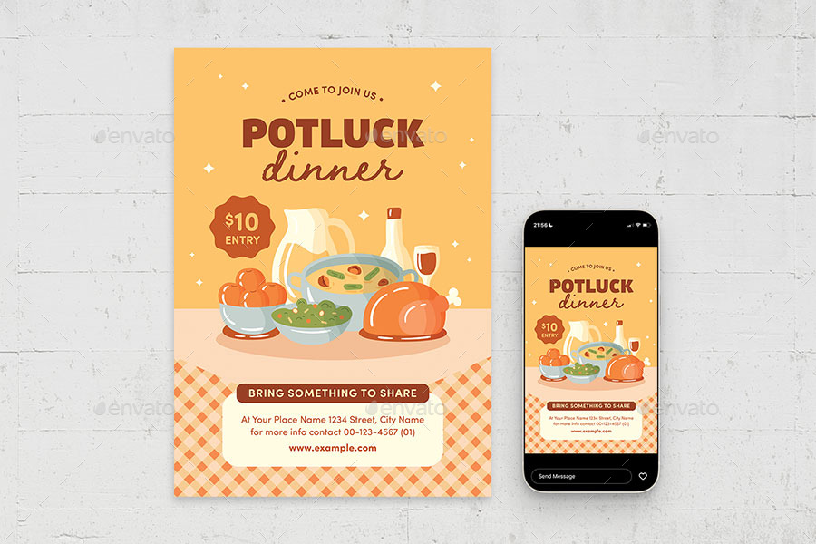 Potluck Flyer Template, Print Templates | GraphicRiver