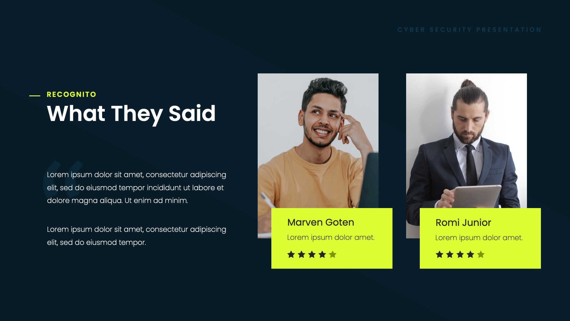 Recognito - Cyber Security PowerPoint Presentation, Presentation Templates