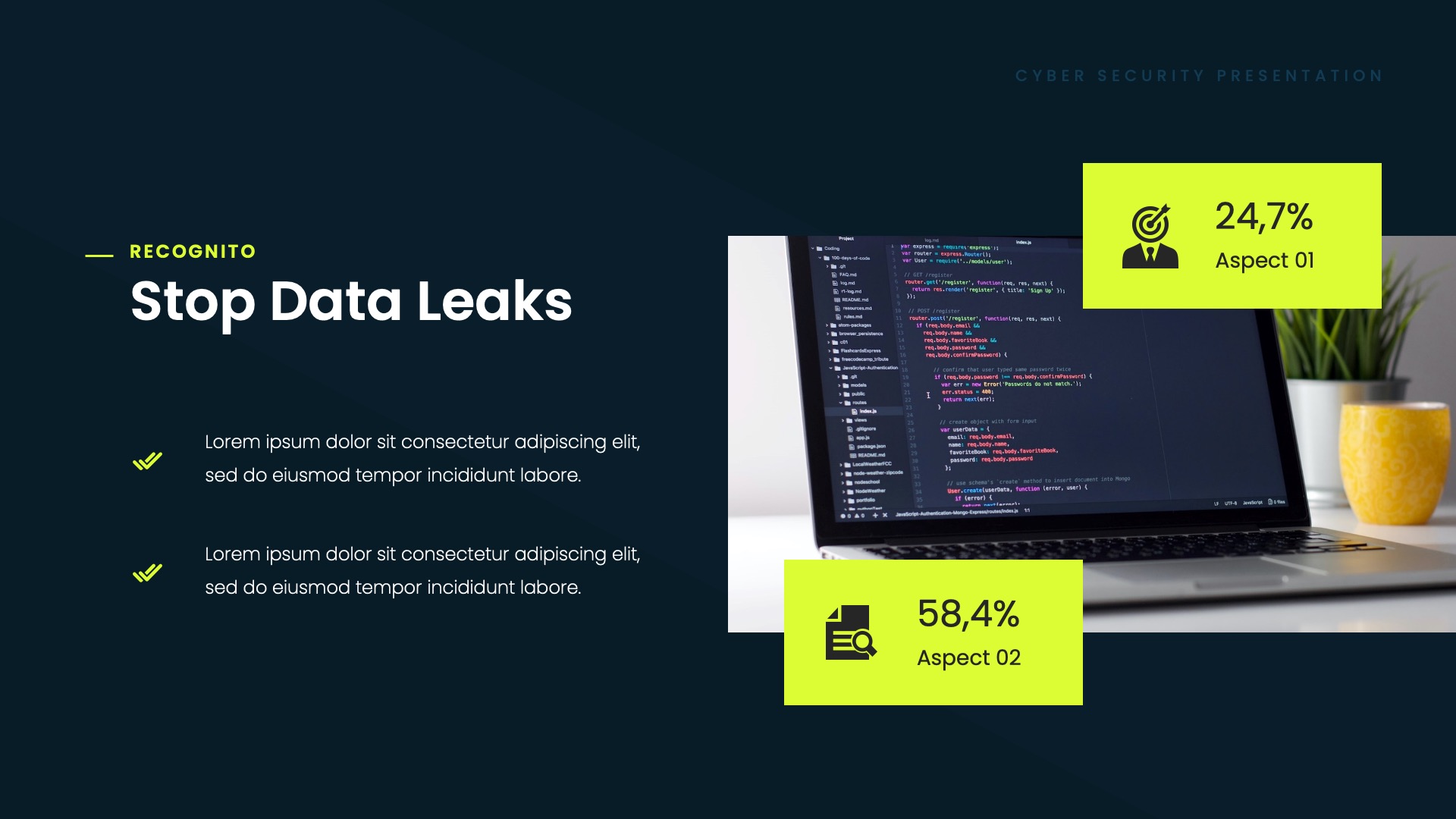 Recognito - Cyber Security Keynote Presentation, Presentation Templates