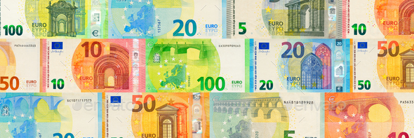 Euro banknotes creative layout. Background from European banknotes ...