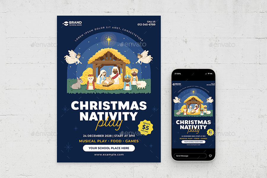 Christmas Nativity Flyer Template, Print Templates | GraphicRiver