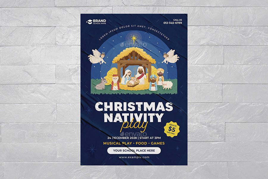 Christmas Nativity Flyer Template, Print Templates | GraphicRiver