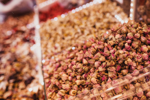 Dried roses for tea on Turkish bazaar. Stock Photo by Polinalebed ...