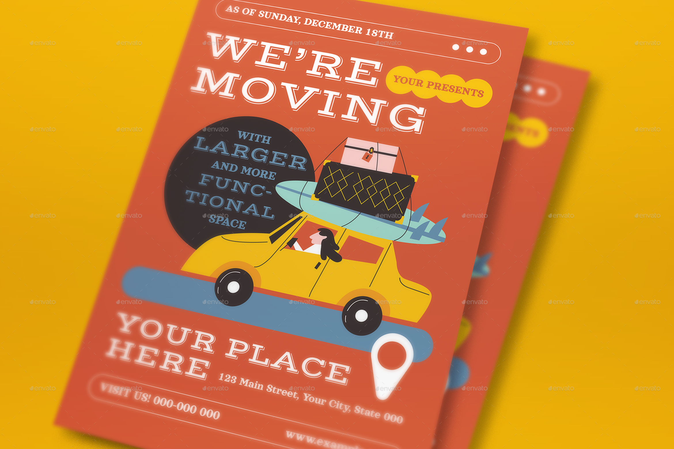 Red Retro We're Moving Flyer Set, Print Templates | GraphicRiver