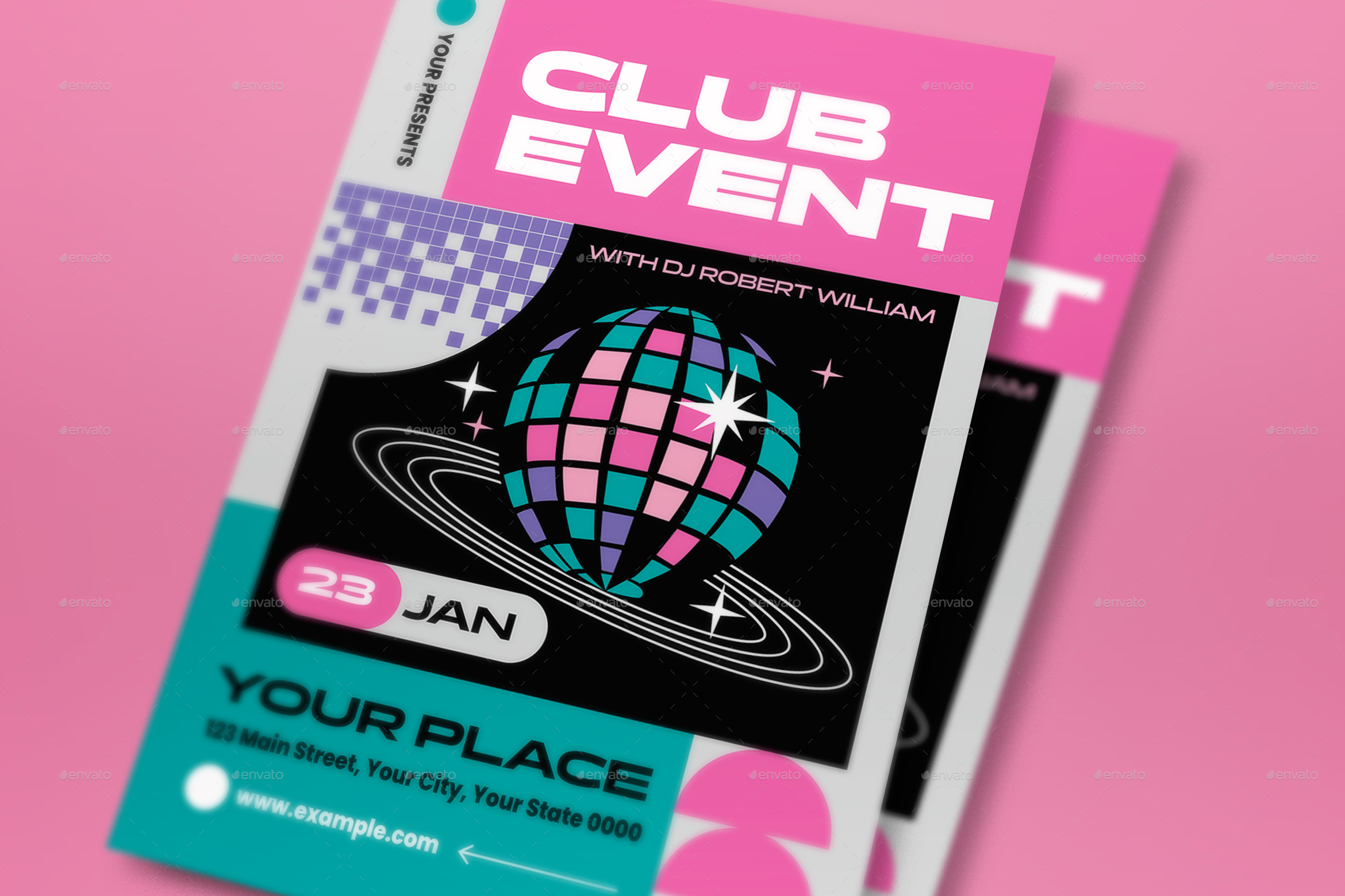 Pink Edgy Club Event Flyer Set, Print Templates | GraphicRiver