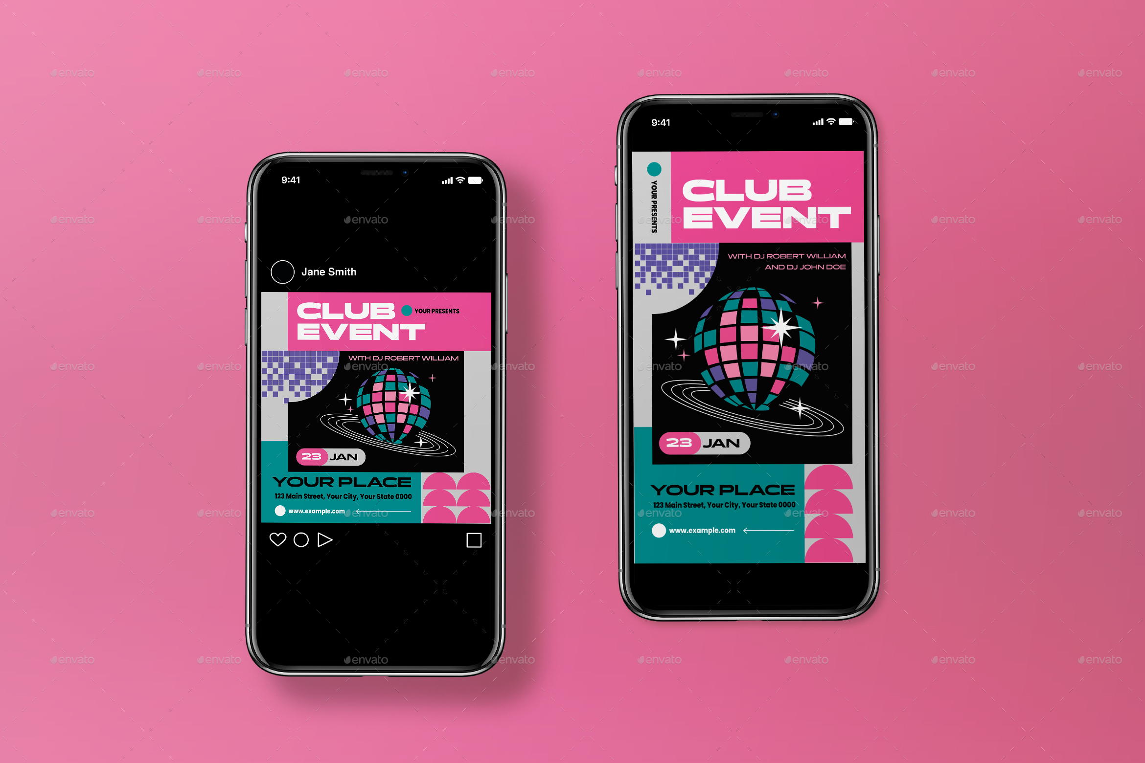 Pink Edgy Club Event Flyer Set, Print Templates | GraphicRiver