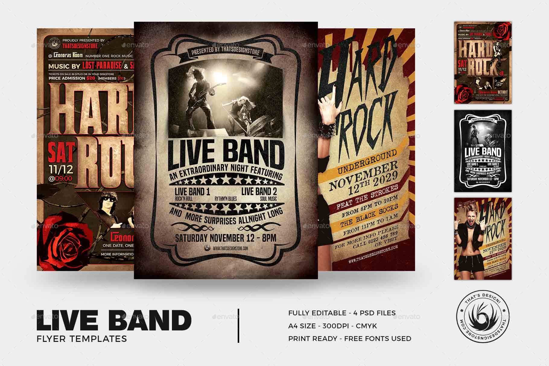 Live Band Flyer Bundle V1, Print Templates | GraphicRiver