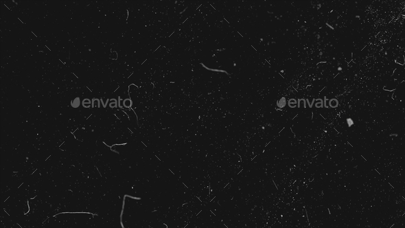 Realistic dust particles on dark background. Abstract animation. White and glow dust particle ...