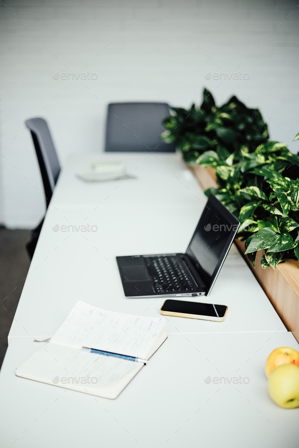 Workplace in the office with a computer and smartphone Stock Photo by ...
