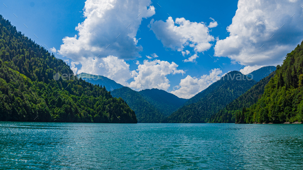 Lake Ritsa in mountains in Abkhazia. Stock Photo by EwaStudio | PhotoDune