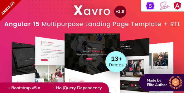 Xavro - Angular 15 Multipurpose Landing Page Template by EnvyTheme
