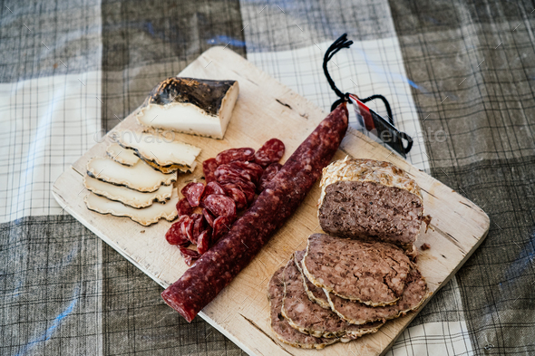 fuet cheese and sausage typical Spanish food Stock Photo by guillemd