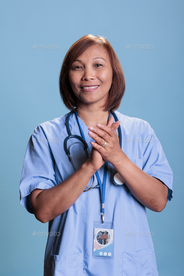 Medical assistant clapping after achievement success in medicine ...