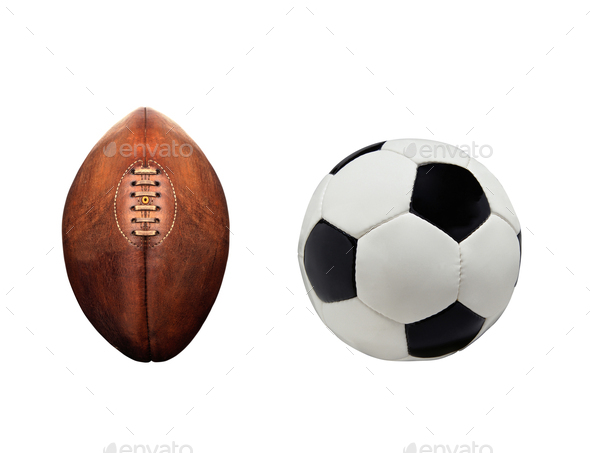 Football and rugby ball isolated Stock Photo by ozaiachin | PhotoDune