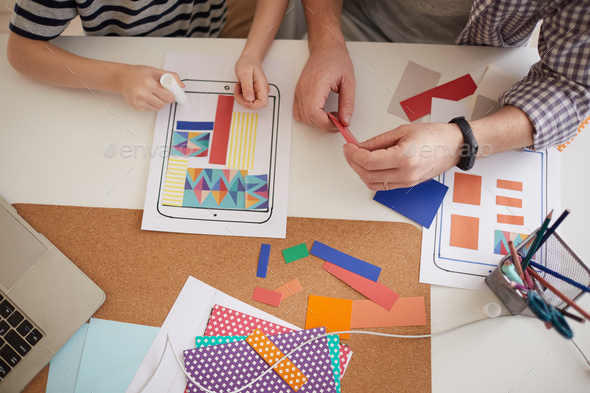 Creative task on ui design for school project Stock Photo by Media_photos