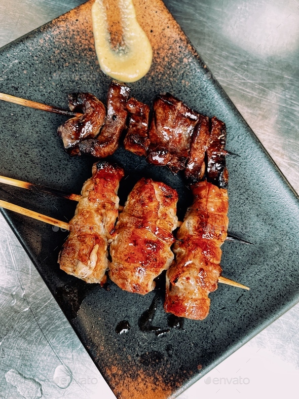 Kushiyaki/Kebab/Shewer (Popular/Traditional food in Japan) Stock Photo ...
