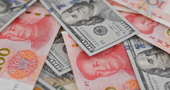 Stack of chinese RMB and USD banknote Stock Photo by leungchopan ...