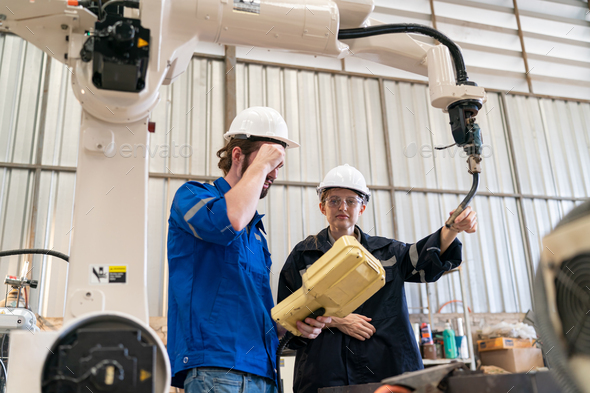 Business industry technology, people and tech. Engineer working ...