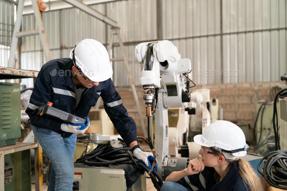 Business industry technology, people and tech. Engineer working ...