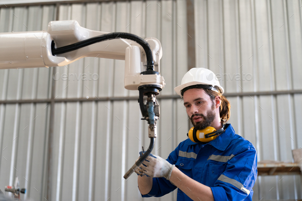 Business industry technology, people and tech. Engineer working ...