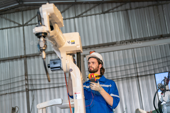 Business industry technology, people and tech. Engineer working ...