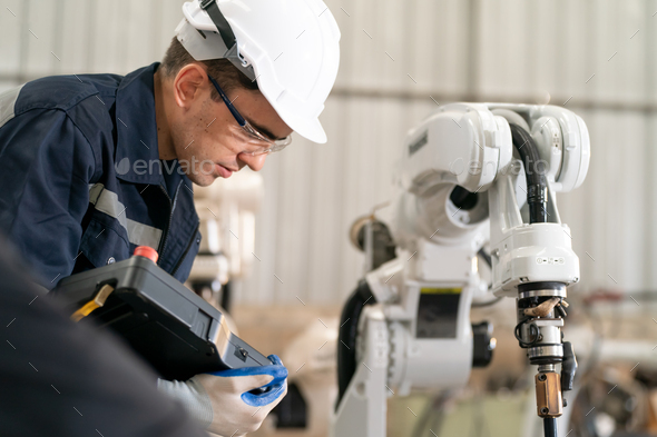 Business industry technology, people and tech. Engineer working ...